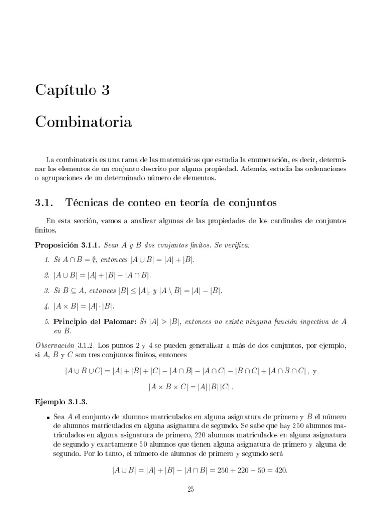 Tema 2 Combinatoria | PDF | Combinatoria | Conjunto (Matemáticas)