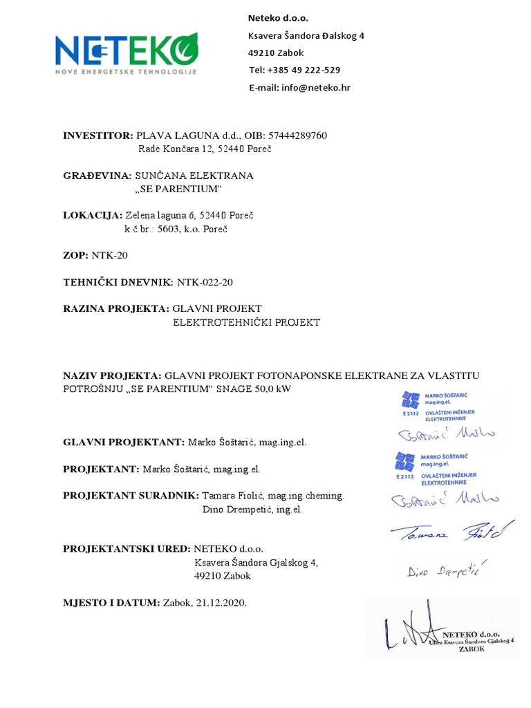 Glavni Projekt Parentium | PDF