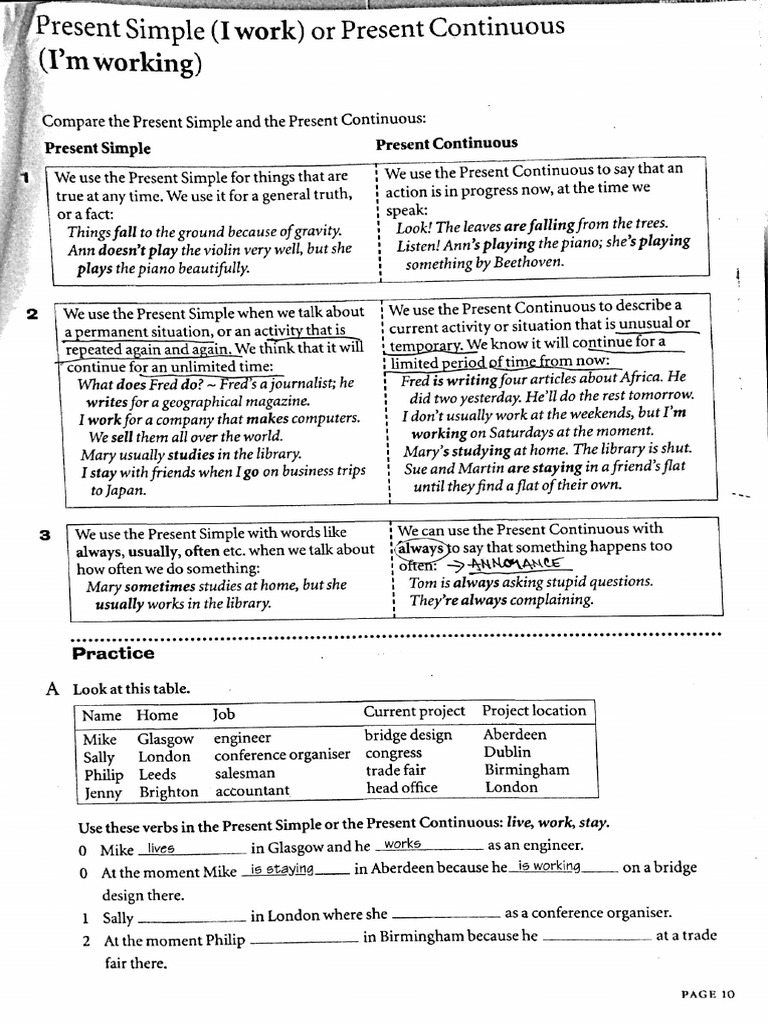 Present Simple & Continuous | PDF