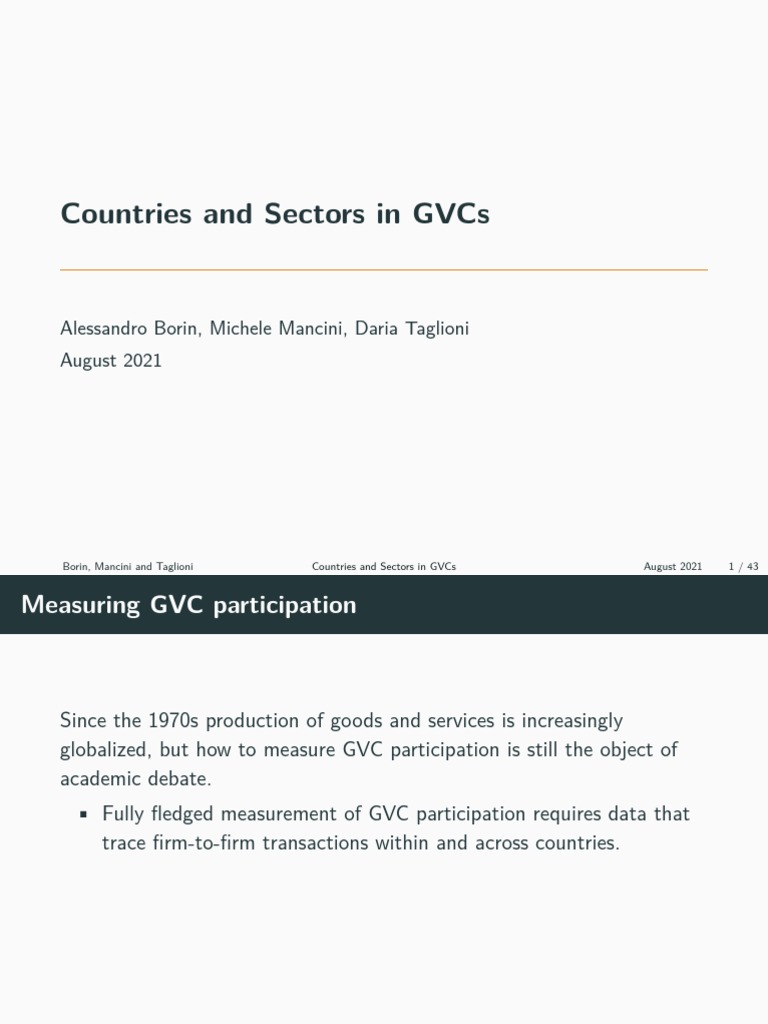 Alessandro Borin, Michele Mancini, Daria Taglioni, Countries and Sector ...