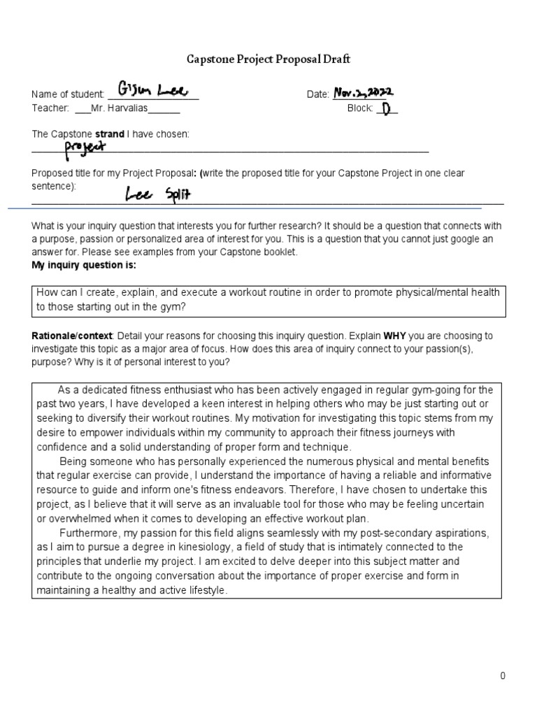Capstone Project Proposal Draft | PDF | Physical Fitness | Weight Training