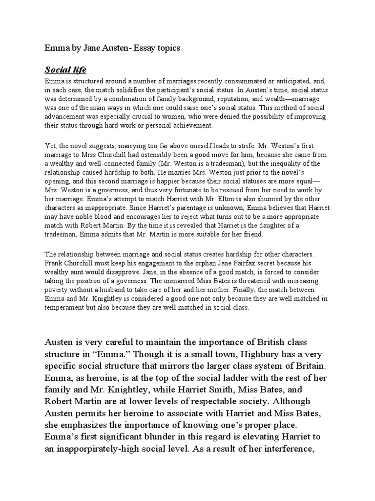 Emma Study Guide | PDF | Emma (Novel)
