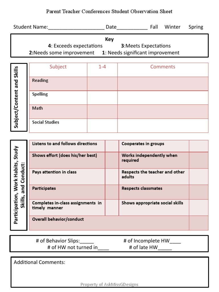 Student Observation and Progress Report | PDF | Reading Comprehension ...