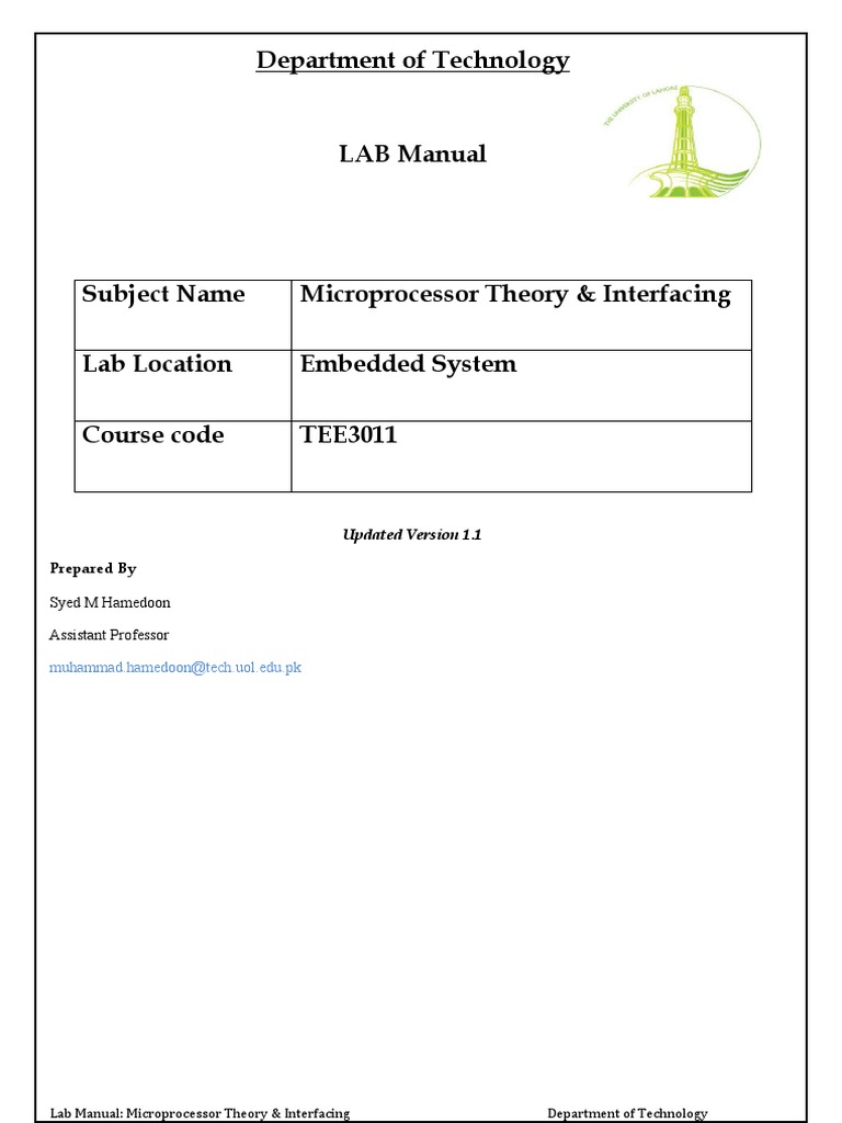 Lab Manual for Microprocessor Theory and Interfacing Using 8051 ... Lab Manual for Microprocessor Theory and Interfacing Using 8051 ...
