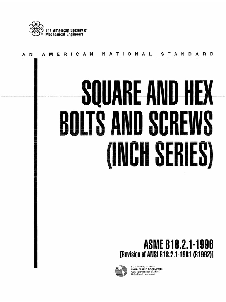 ASME B18.2.1-1996 Square and Hex Bolts and Screws (Inch Series) | PDF