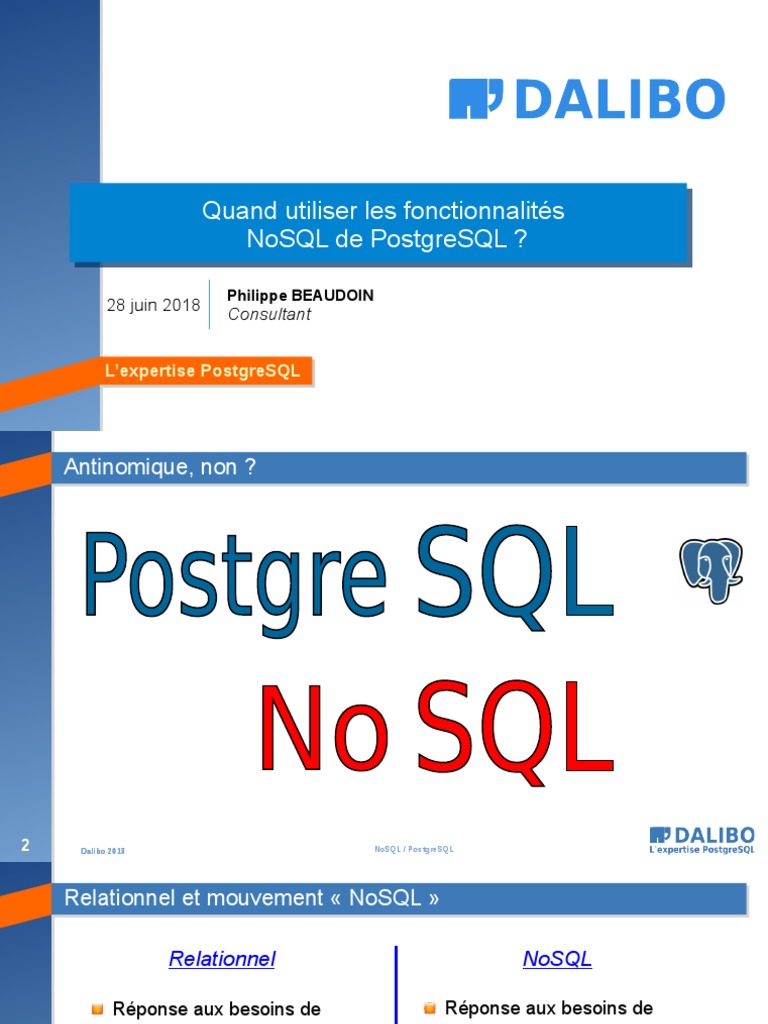 Quand Utiliser Les Fonctionnalites Nosql de Postgresql | PDF | NoSQL ... Quand Utiliser Les Fonctionnalites Nosql de Postgresql | PDF | NoSQL ...