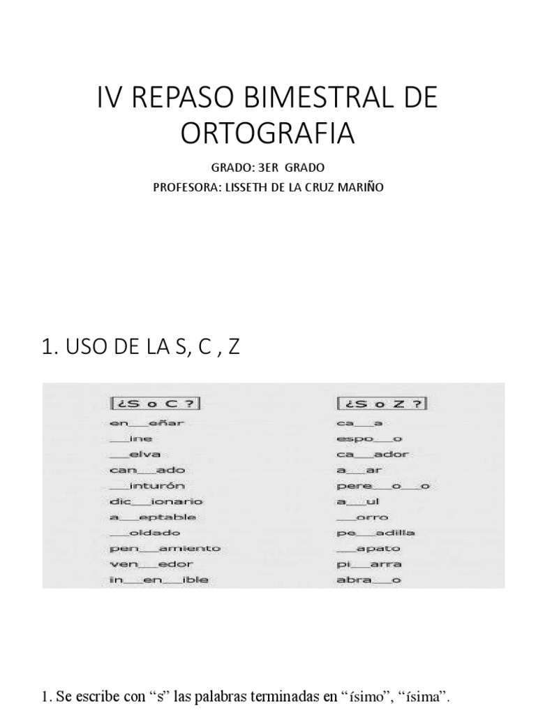 Repaso Ortografia 3er Grado | PDF
