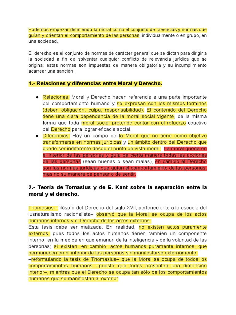 La relación y diferencias entre la moral y el derecho desde las perspectivas de Thomasius y Kant ...