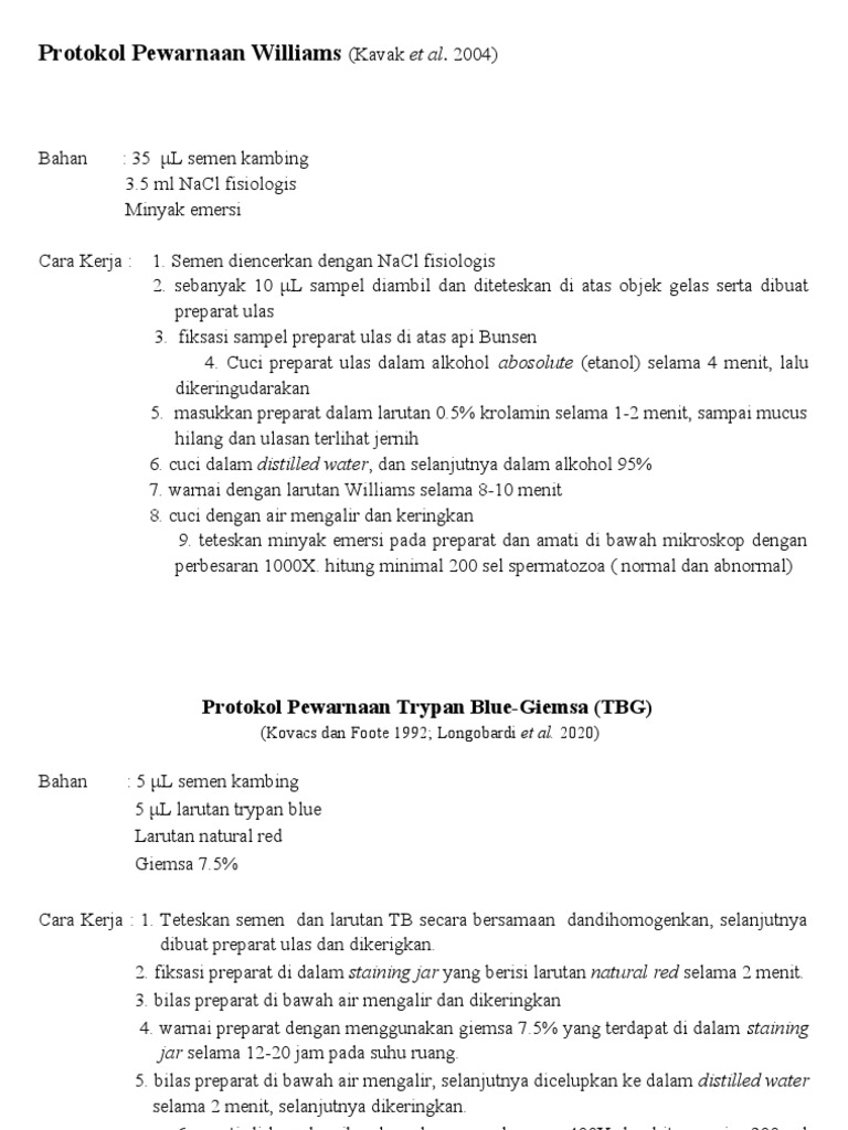 Protokol Evaluasi Semen Segar Dan Beku | PDF