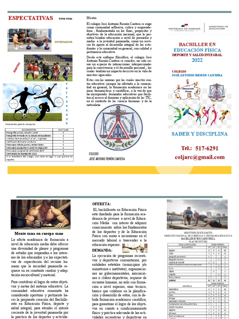 Trítico Del BACH. ED. FÍS.-2 | PDF | Educación Física