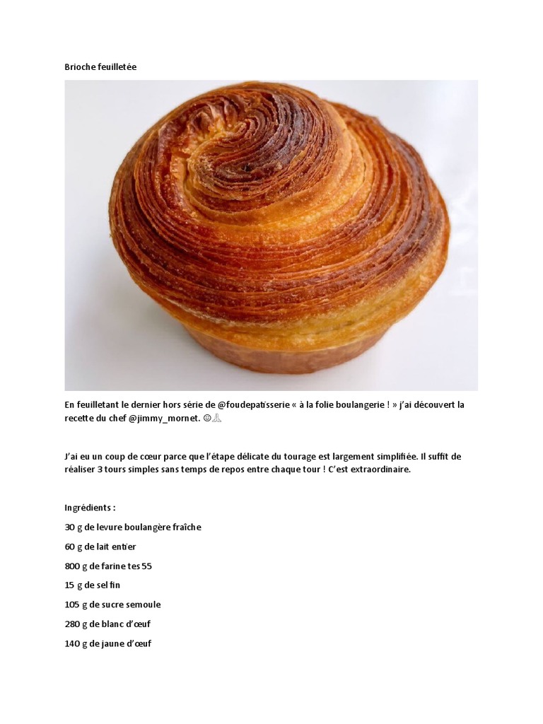 Brioche Feuilletée Simplifiée : Recette | PDF