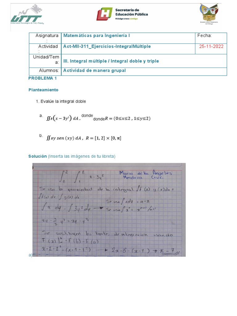 Ejercicios-Integral Multiple | PDF