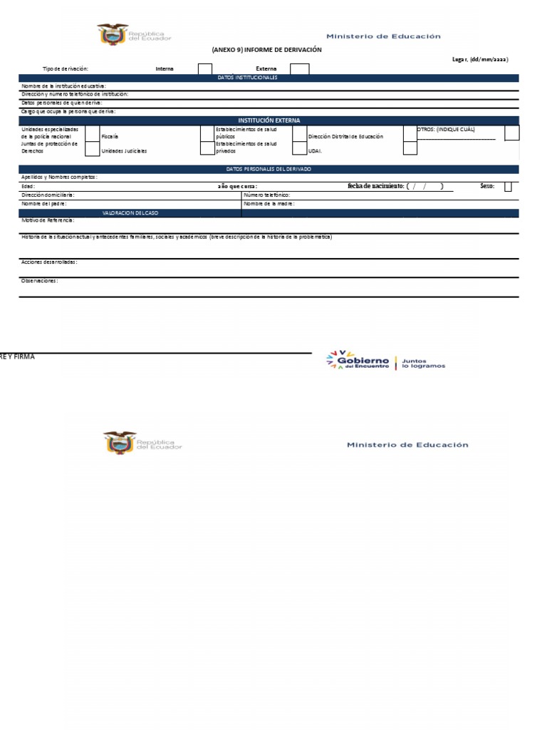 Anexo 9 Informe de Derivación | PDF