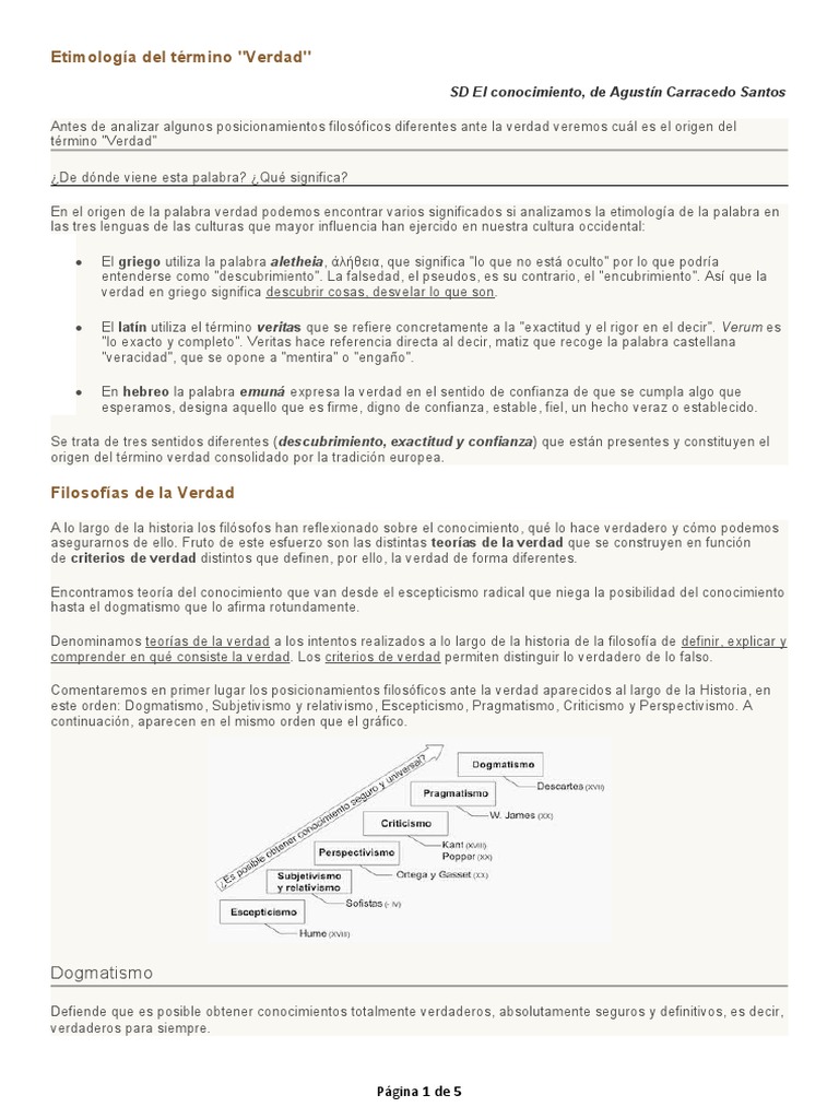 Etimología Del Término Verdad | PDF | Verdad | Relativismo
