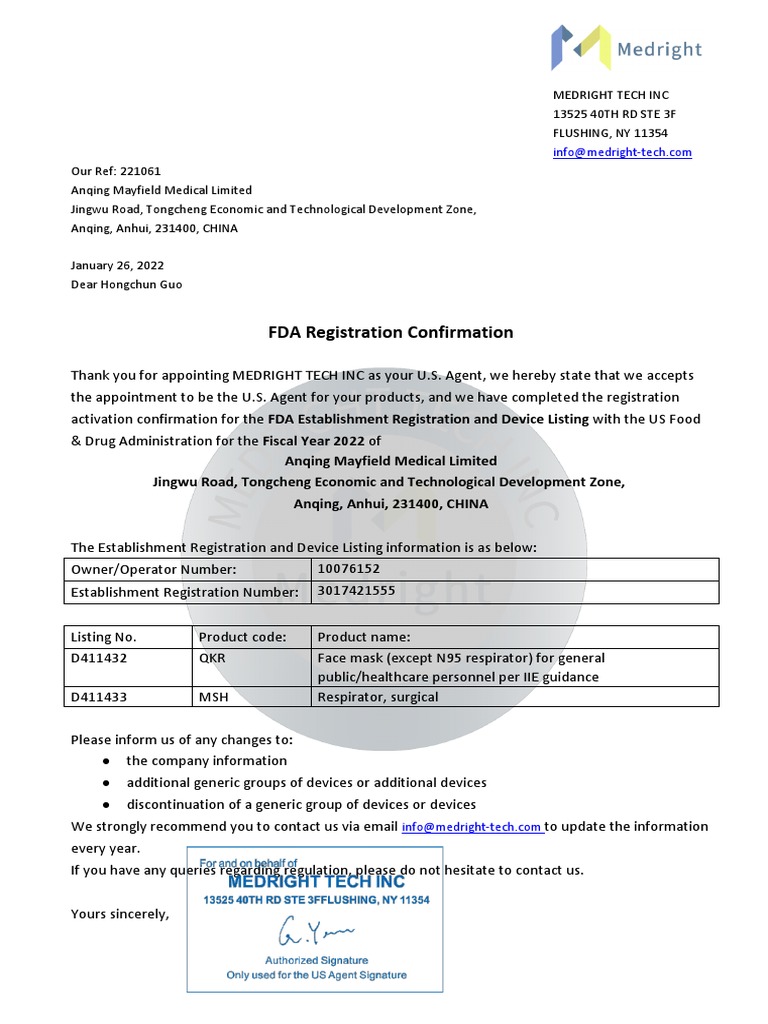 2 - FDA Registration Confirmation | PDF
