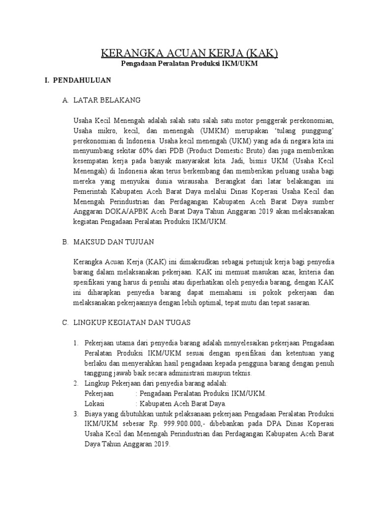 KAK Peralatan DOKA II 3 | PDF