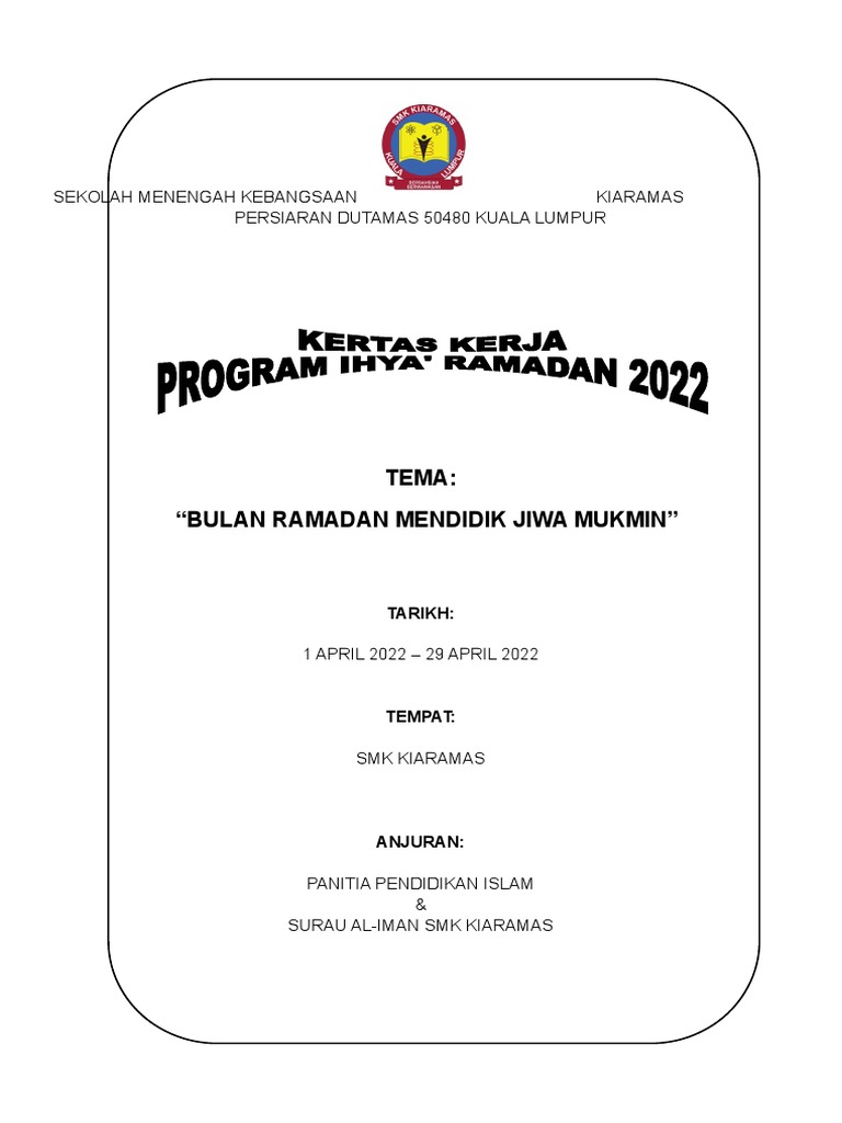 Kertas Kerja Program Ihya' Ramadan 2022 | PDF
