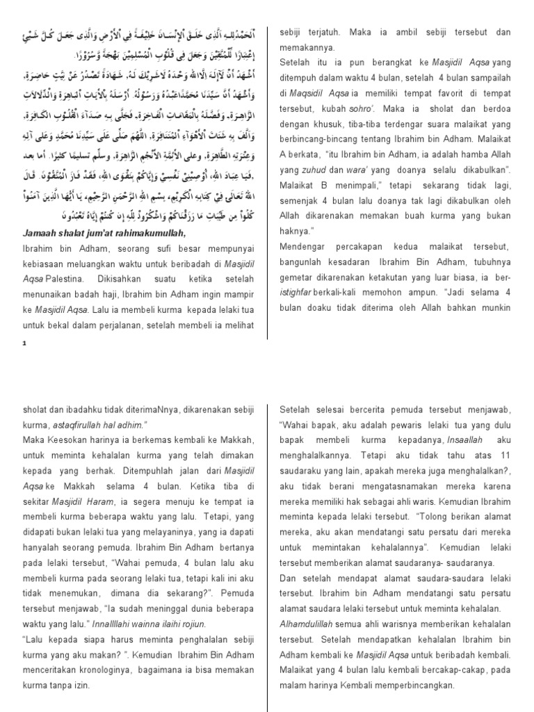 .Khutbah Kisah Ibrahim Bin Adham | PDF
