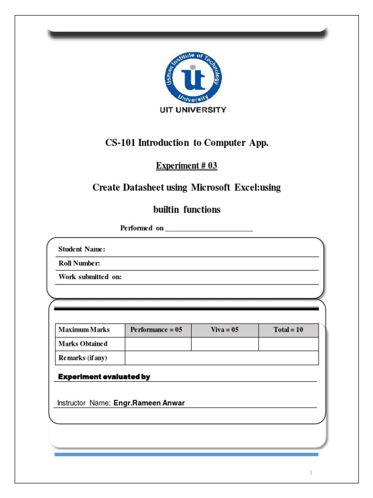 Lab 3 | PDF | Microsoft Excel | Spreadsheet