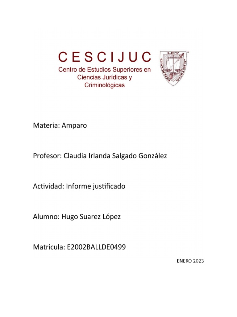 Informe Justificado - Amparo | PDF | Homicidio | Testigo experto