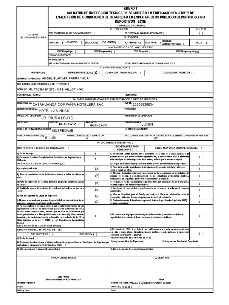 Anexo 1 Formato de Solicitud ITSE ECSE | PDF