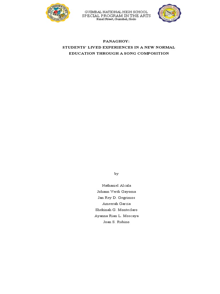 Panaghoy A Song Composition | PDF | Experience | Learning
