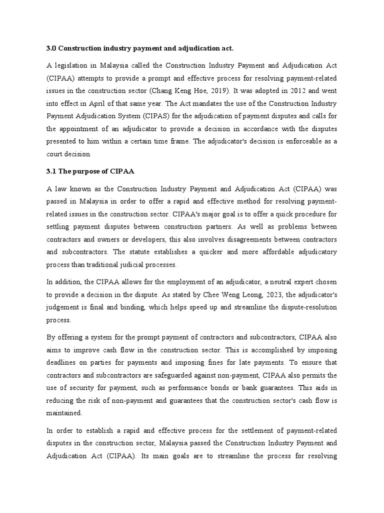 Malaysia's CIPAA: Resolving Payment Disputes | PDF | Adjudication ...