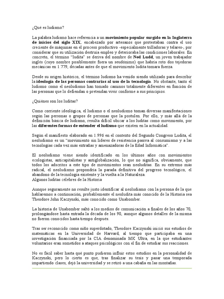 Qué Es Ludismo | PDF