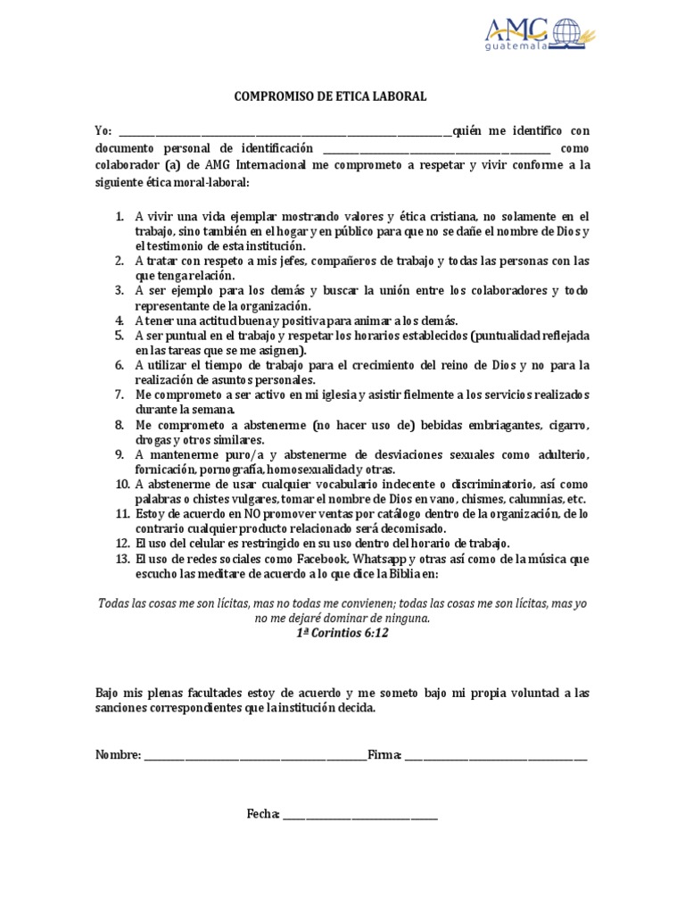 Compromiso de Ética Moral-Laboral | PDF