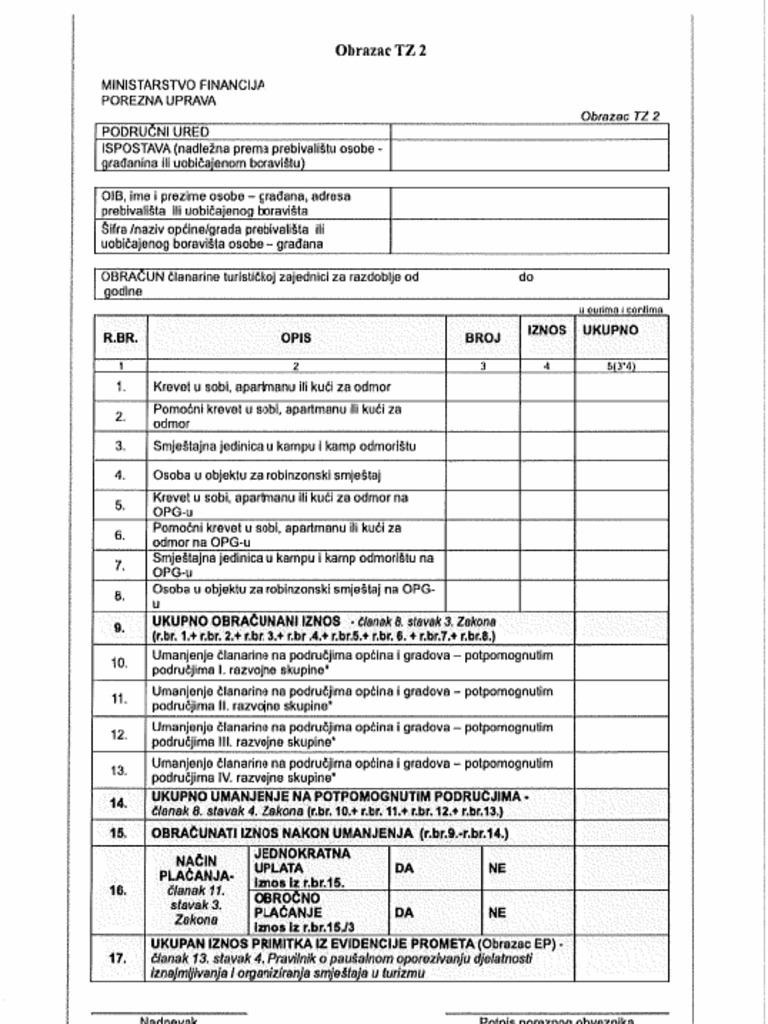 TZ2 Novi Obrazac | PDF