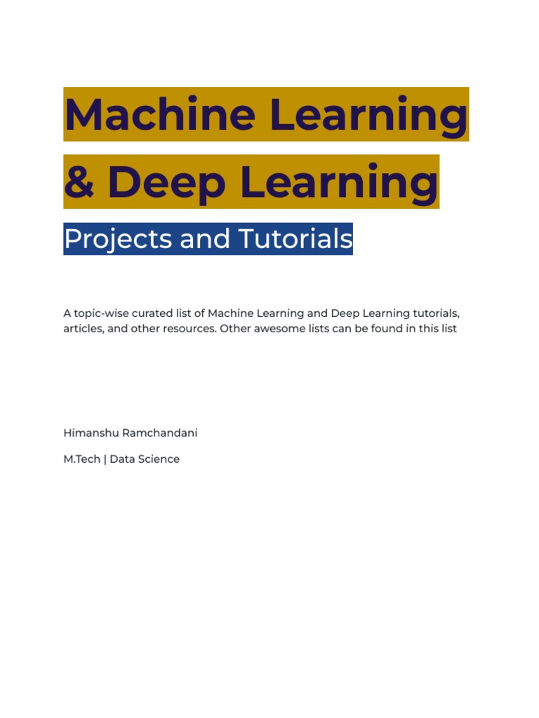ML DL Projects and Tutorials | PDF | Machine Learning | Deep Learning