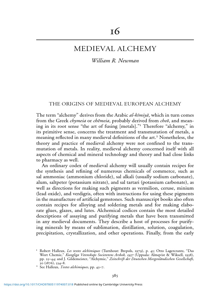 The Origins and Development of Medieval Alchemy: From Early Arabic ...