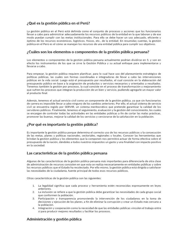 Gestion Publica Pdf Administración Pública Planificación
