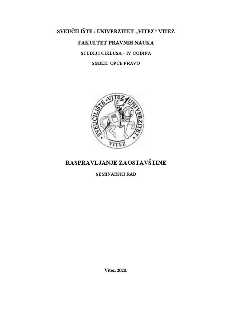 Filip Vidovic - Raspravljanje Zaostavstine Seminarski Rad | PDF
