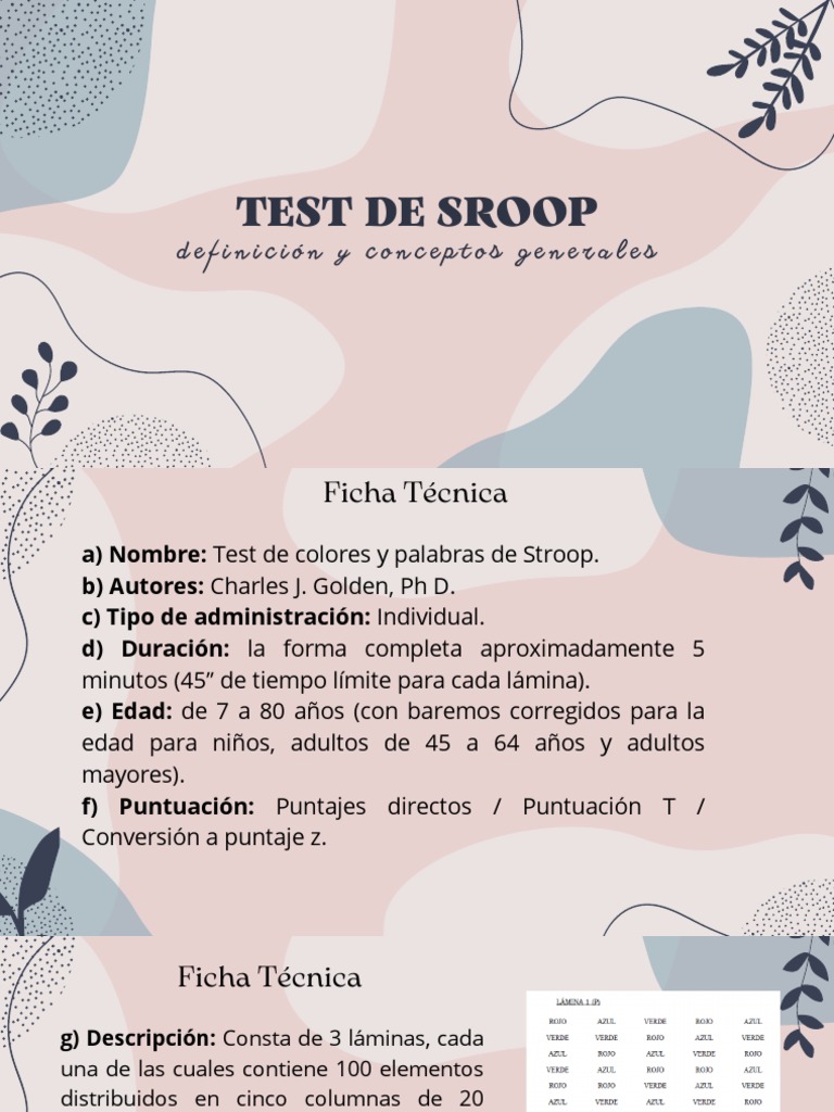 Presentacion Test de Stroop | PDF | Color | Cognición
