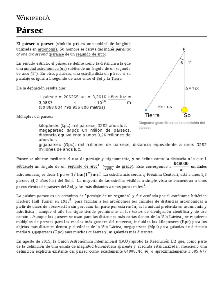 Pársec | PDF | Espacio | Astronomía