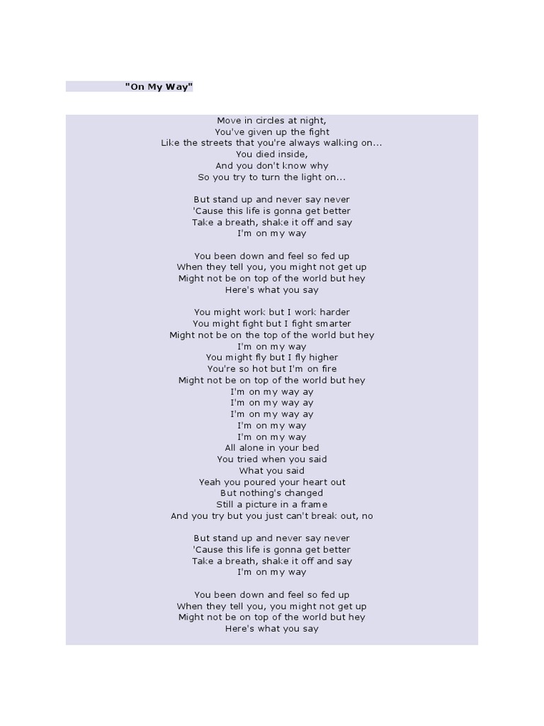 On My Way Lyrics | PDF