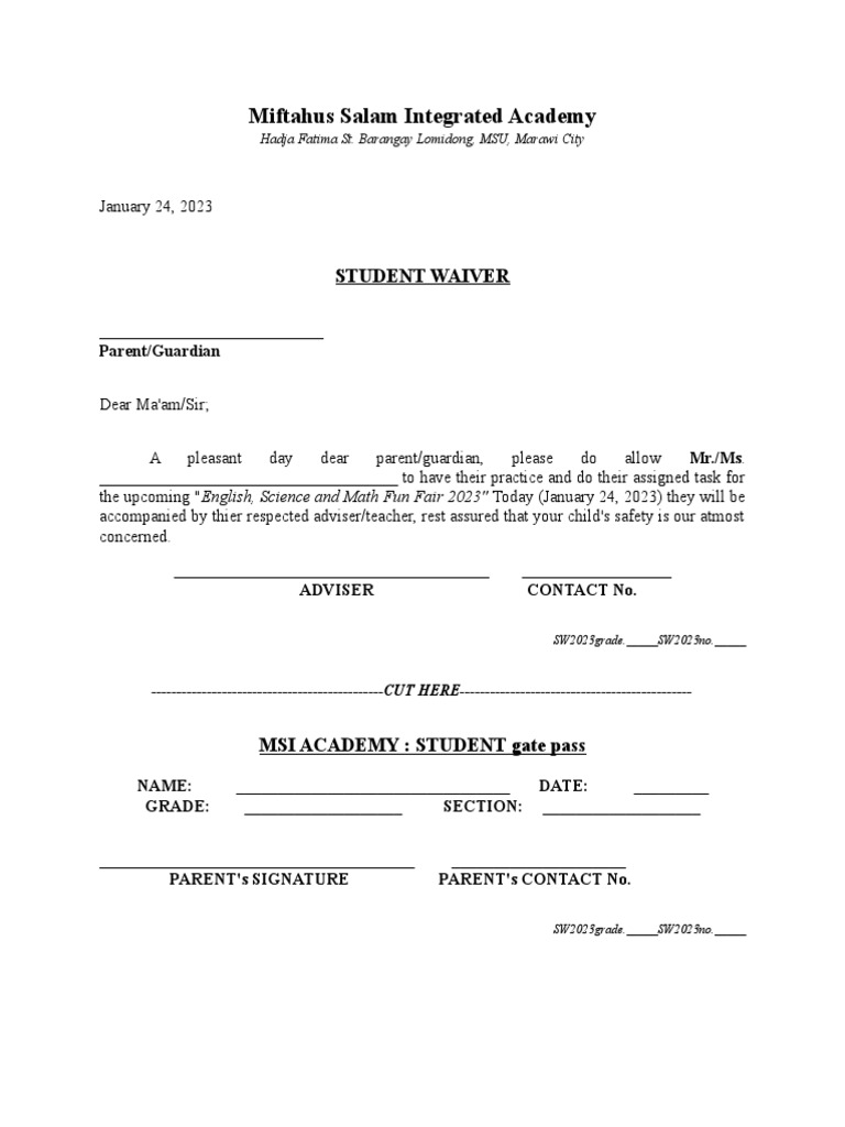 Student Waiver | PDF