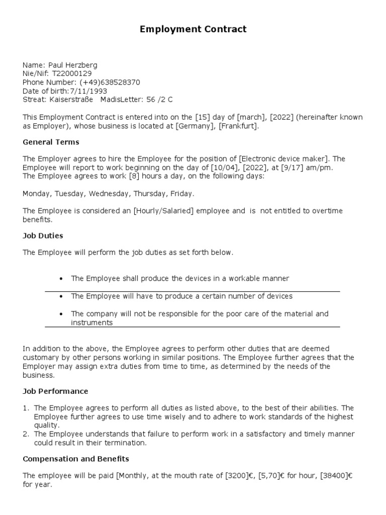 Contrato de Alemania | PDF | Employment | Economies