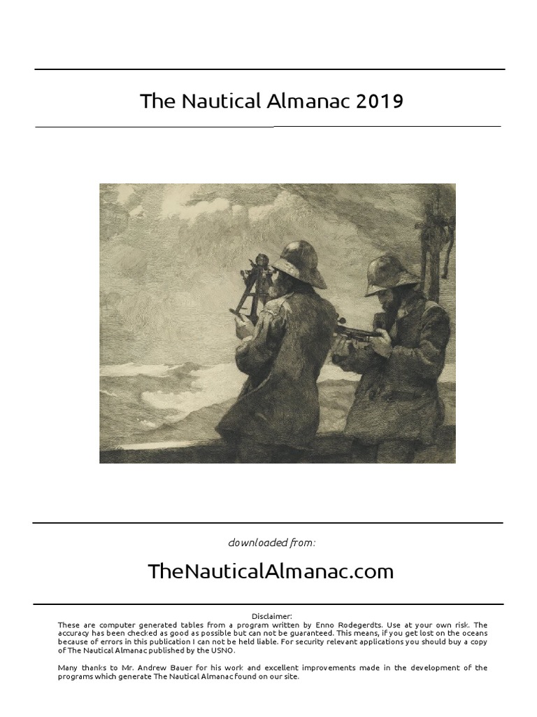 2019 Nautical Almanac | PDF | Twilight | Greenwich Mean Time