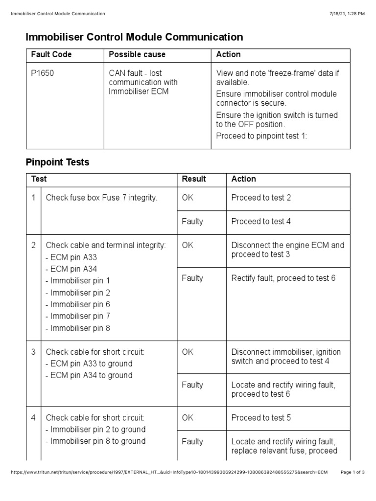 Immobiliser Control Module Communication | PDF | Fuse (Electrical ...