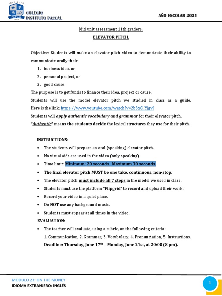 Elevator Pitch Evaluation | PDF | Learning | Behavior Modification