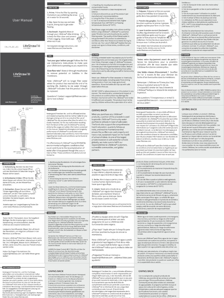 LifeStraw Personal Manual | PDF