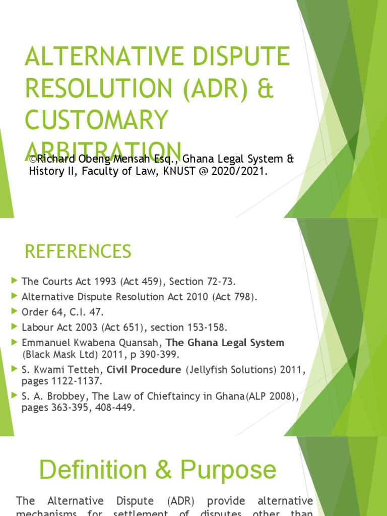 ALTERNATIVE DISPUTE RESOLUTION (ADR) OPTIONS | PDF