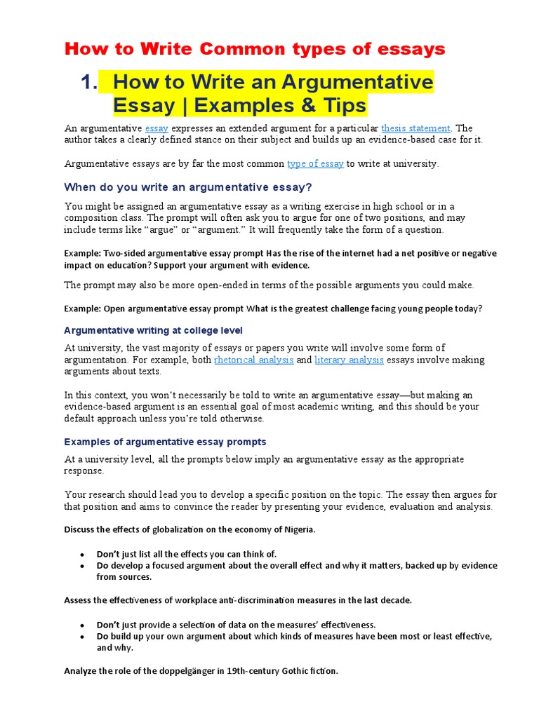 How To Write Common Types of Essays | PDF | Essays | Narration