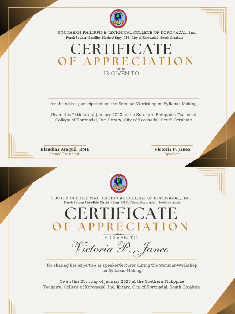 Certificate: of Appreciation | PDF