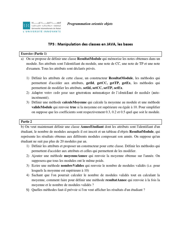 TP3 - Manipulation Des Classes en JAVA | PDF