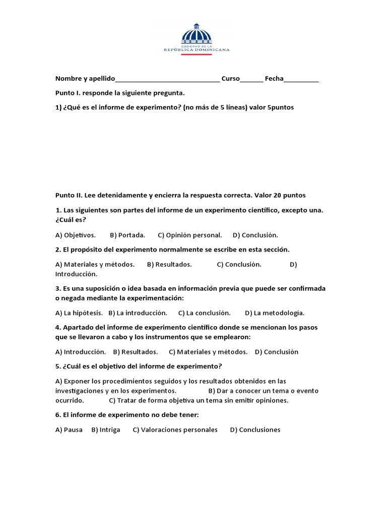 Examen de 8vo | PDF