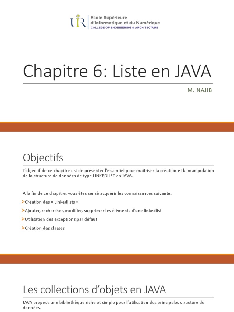 Chap 6 - Liste en JAVA | PDF | Java (Langage de programmation) | Ingénierie informatique