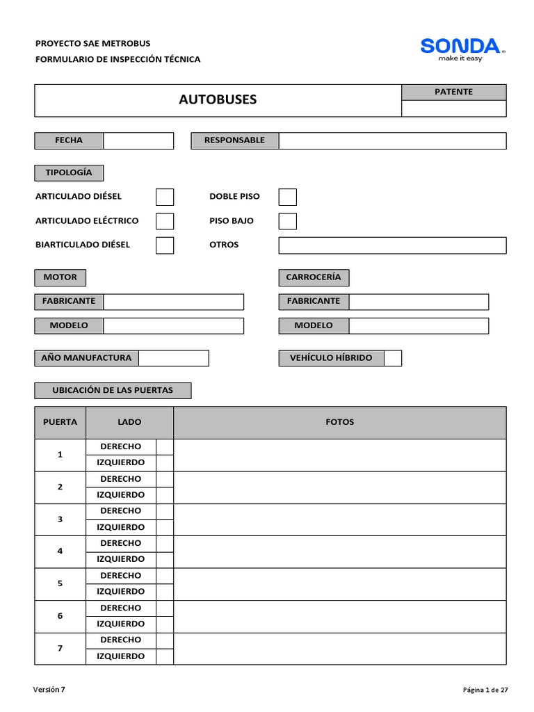 SAE METROBUS - Formulario Inspección Autobuses (v7) | PDF ...